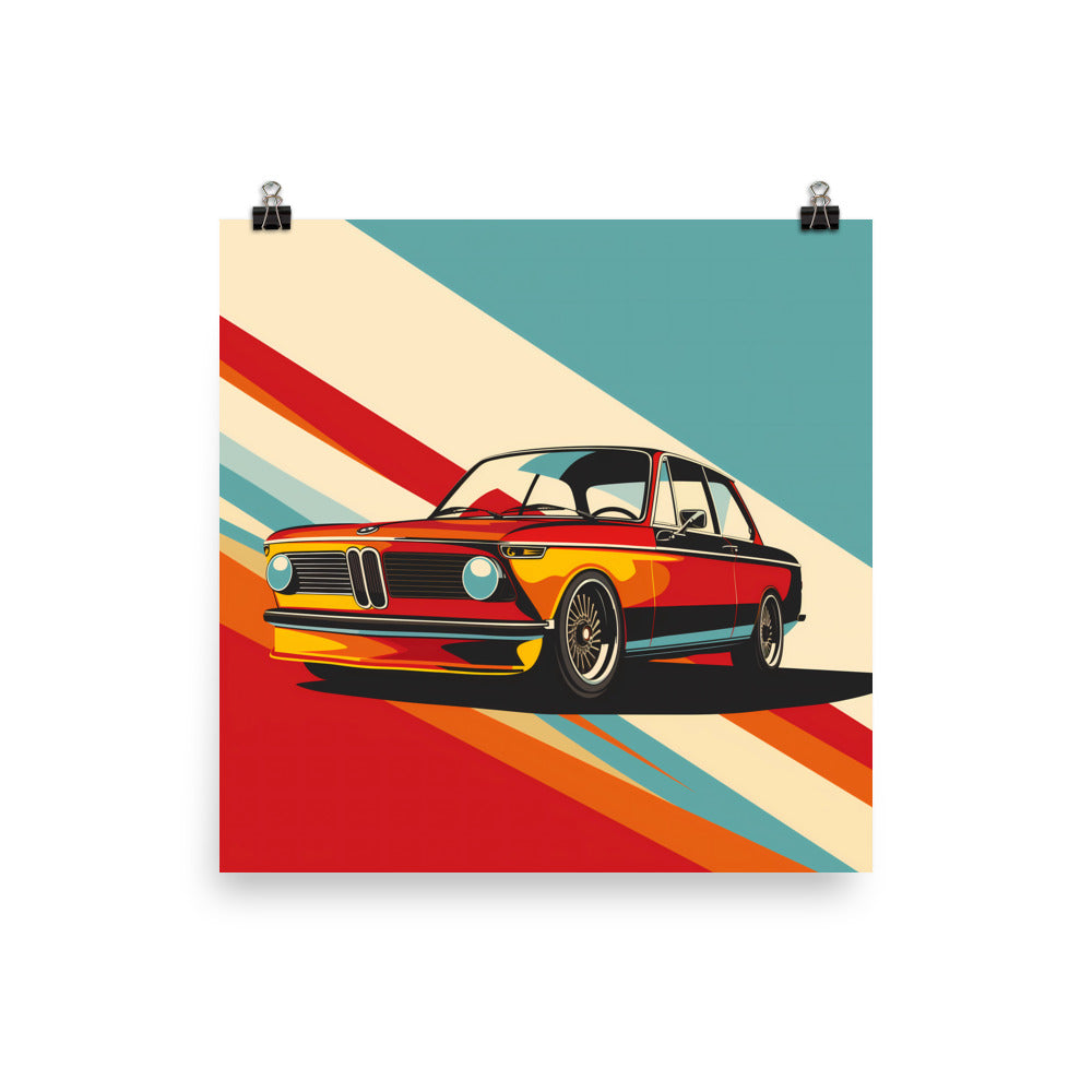 Retro Revival BMW 2002 Artistry Poster - Vintage Design Art Print – 2002FAQ