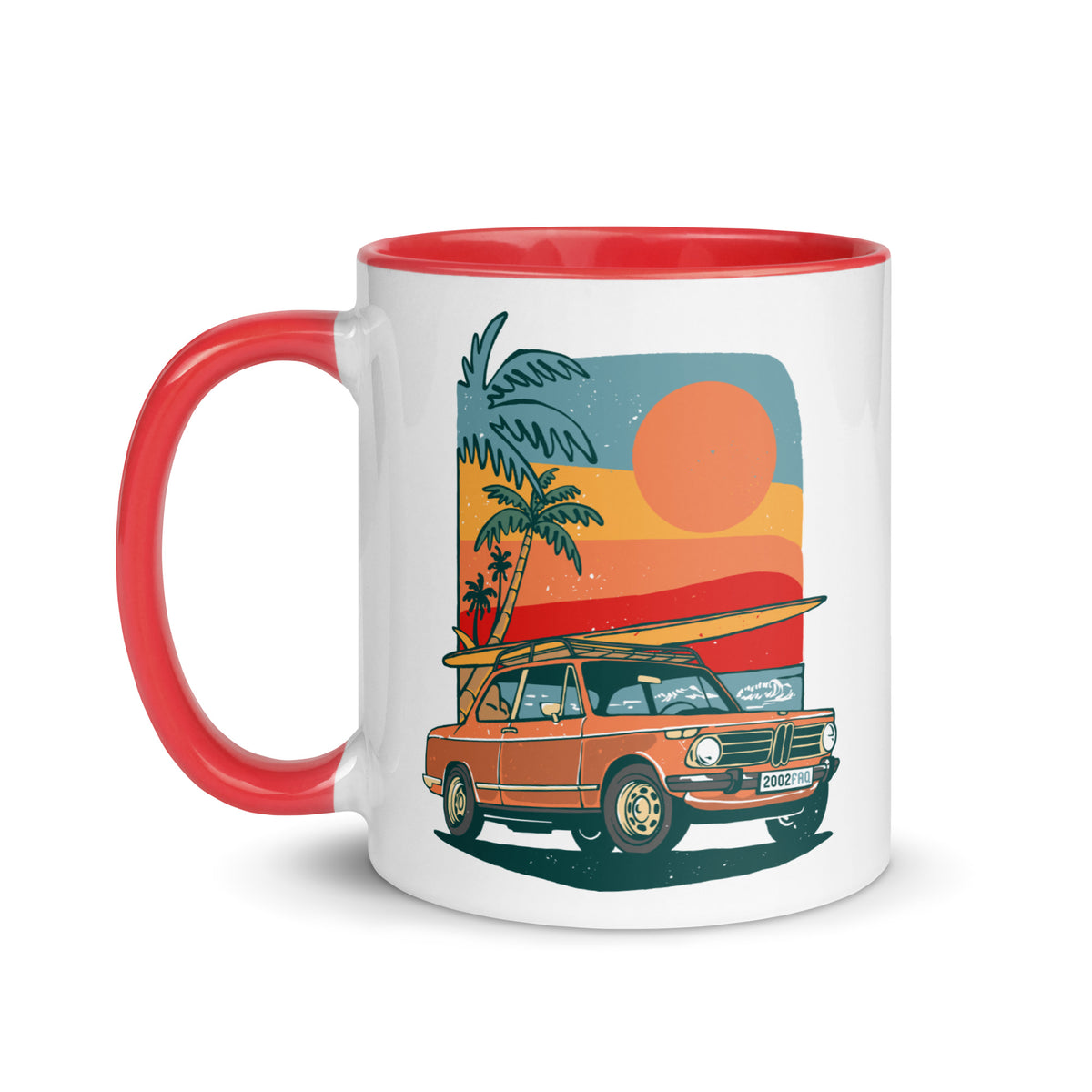 Surf's Up Mug | BMW 2002 Beach Design | Colored Ceramic | 2002FAQ